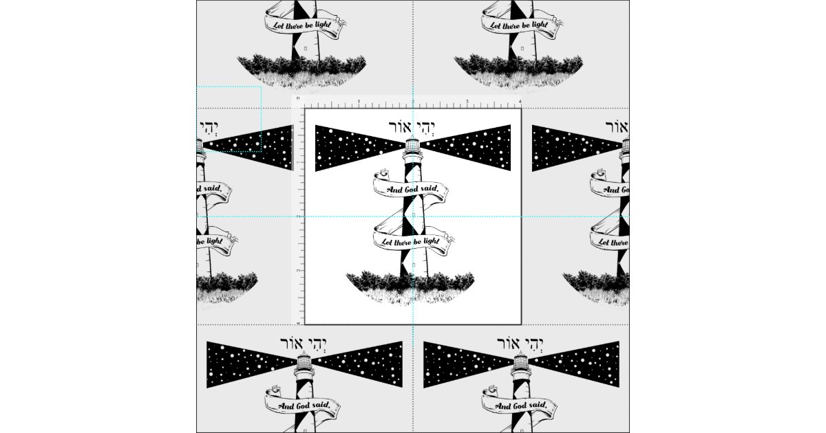 LET THERE BE LIGHT lighthouse black and white Fabric | Zazzle