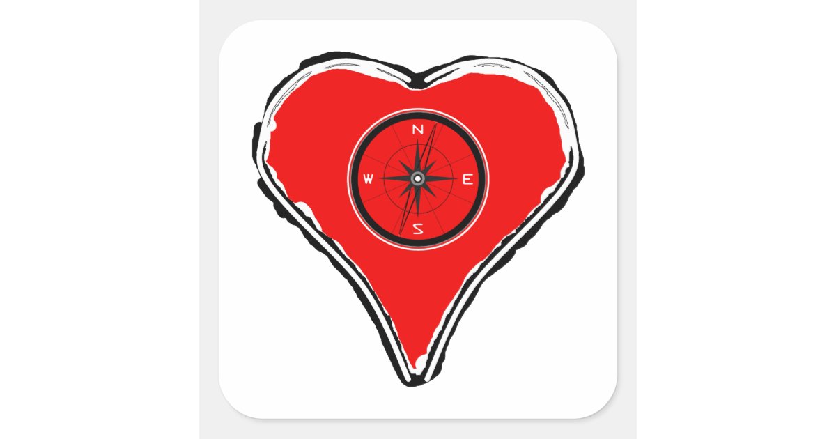 Let your heart be your compass square sticker | Zazzle