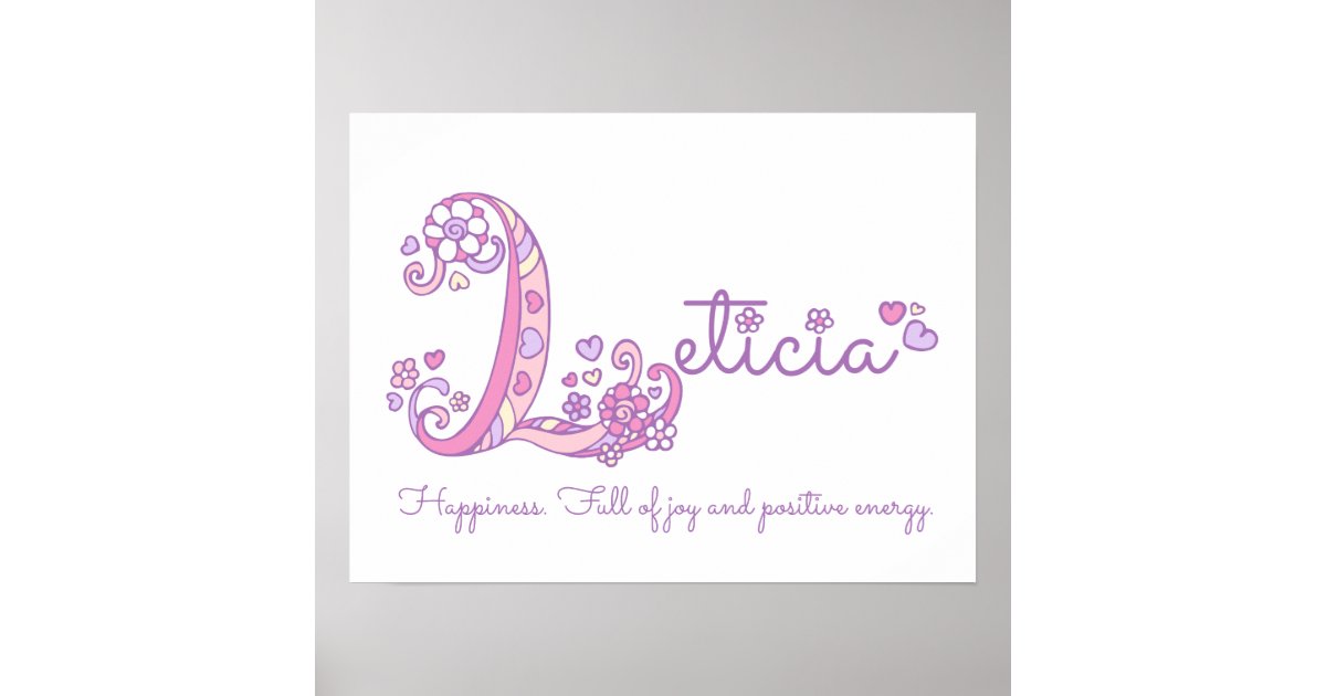 Leticia initial L doodle heart art name meaning Poster | Zazzle