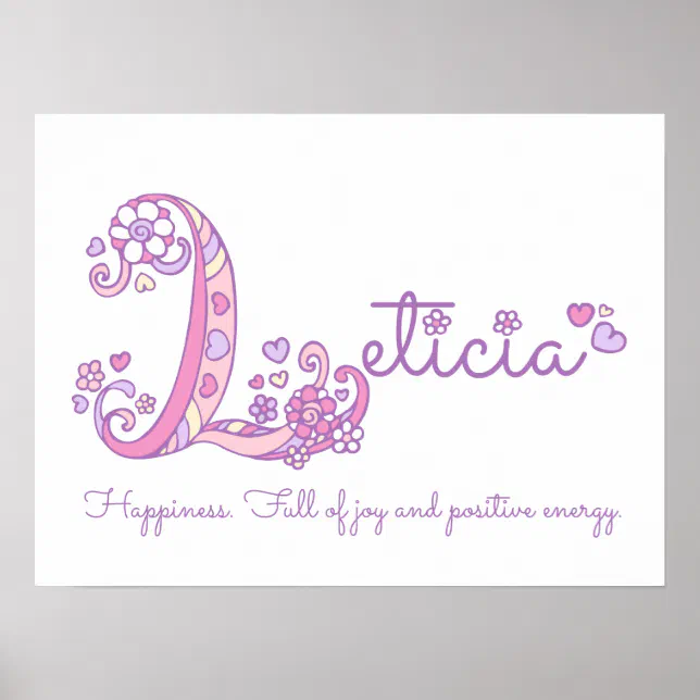 Leticia initial L doodle heart art name meaning Poster | Zazzle