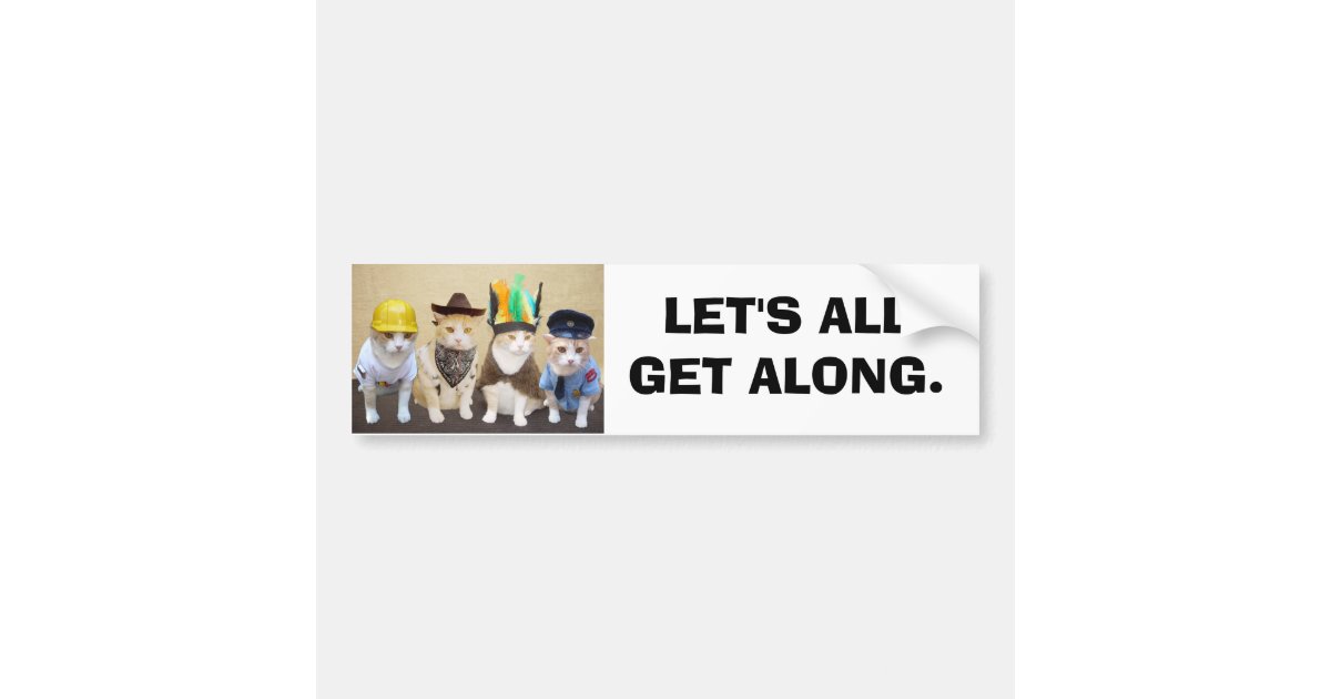 Let's All Get Along Bumper Sticker | Zazzle