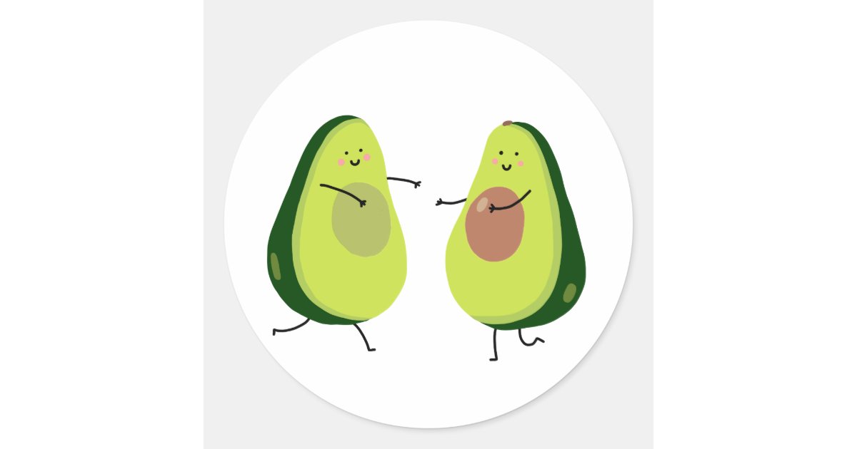 LET'S AVOCUDDLE, AVOCADO DESIGN CLASSIC ROUND STICKER | Zazzle