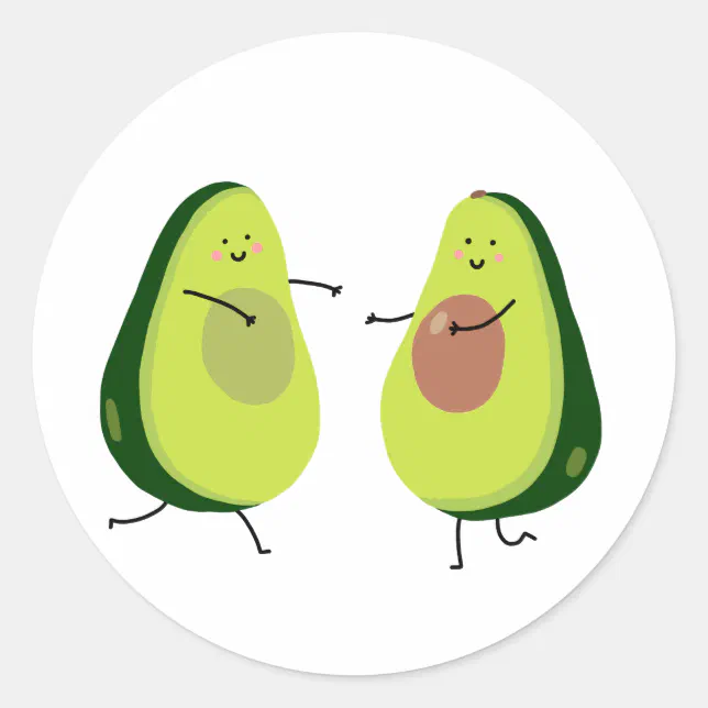 LET'S AVOCUDDLE, AVOCADO DESIGN CLASSIC ROUND STICKER | Zazzle
