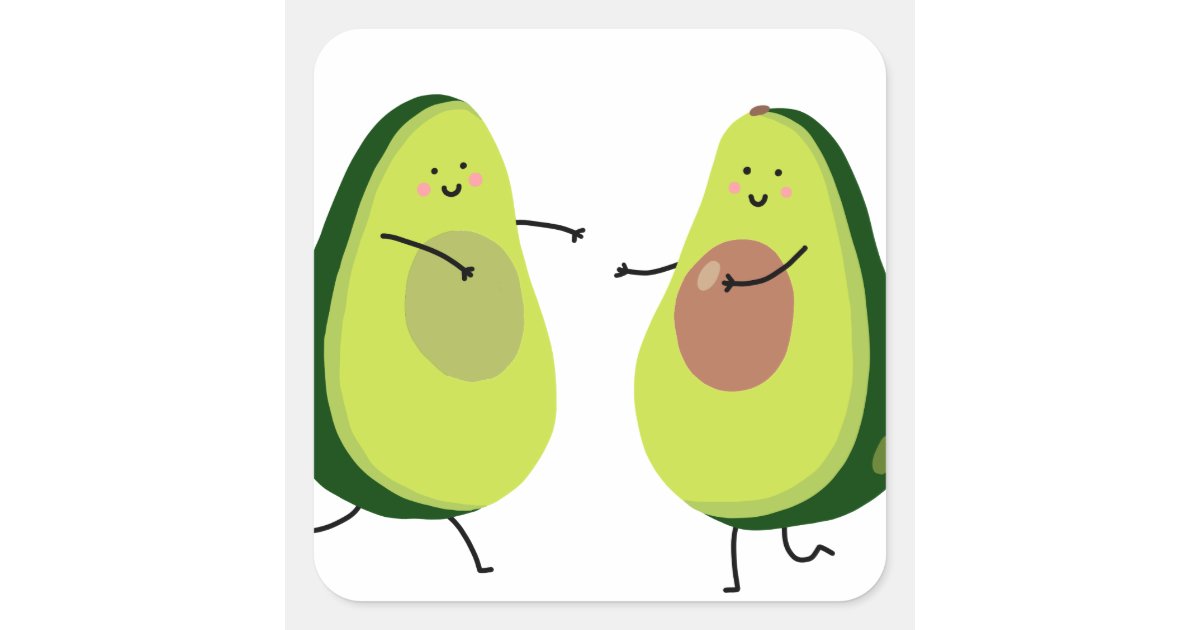 LET'S AVOCUDDLE, AVOCADO DESIGN SQUARE STICKER | Zazzle