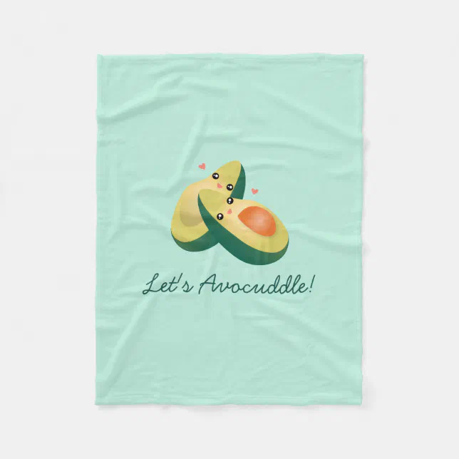 Let's Avocuddle Funny Cute Avocados Pun Humor Fleece Blanket | Zazzle