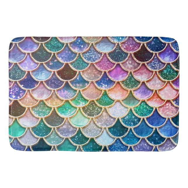 Let's be mermaids- Mermaid Glitter- Mermaid Scales Bathroom Mat | Zazzle