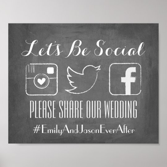 Let's Be Social | Hashtag Sign | Zazzle.com