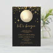 Let's Boogie Retro Disco Ball Glitters Birthday Card | Zazzle