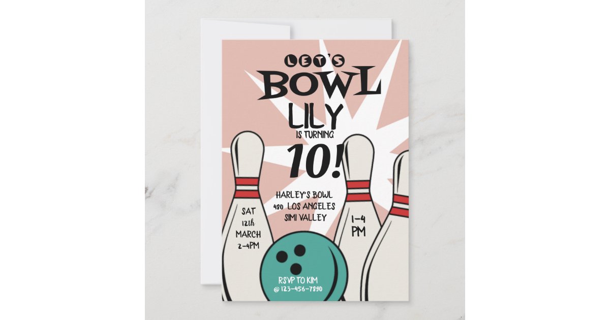Let's Bowl, Bowling Birthday, Strike Up Some Fun Invitation | Zazzle