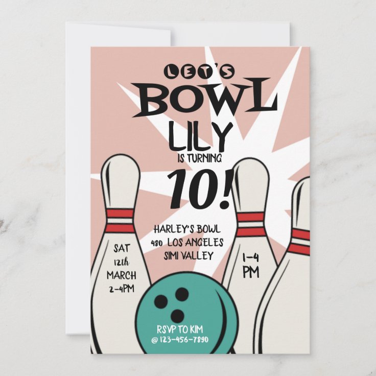 Let's Bowl, Bowling Birthday, Strike Up Some Fun Invitation | Zazzle