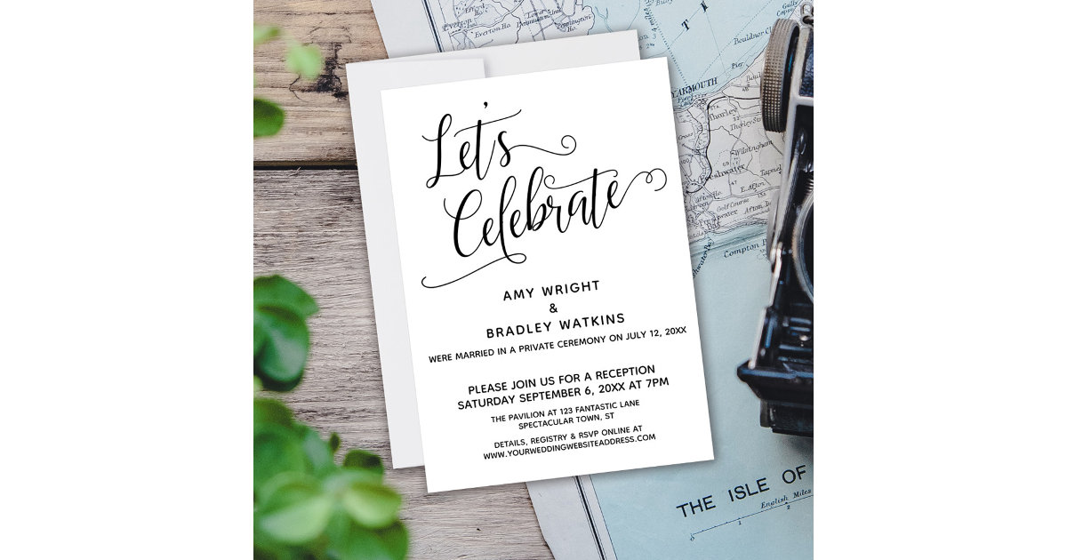 Let's Celebrate Elegant Post-Wedding Reception Invitation | Zazzle
