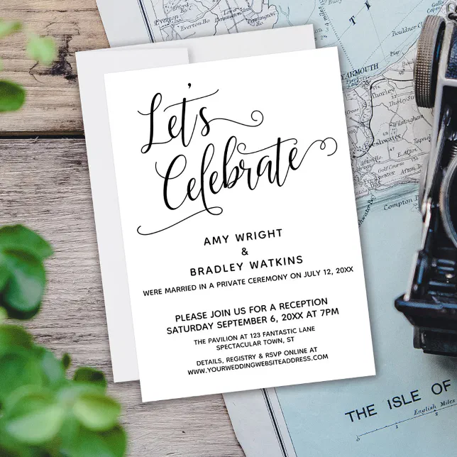 Let's Celebrate Elegant Post-Wedding Reception Invitation | Zazzle