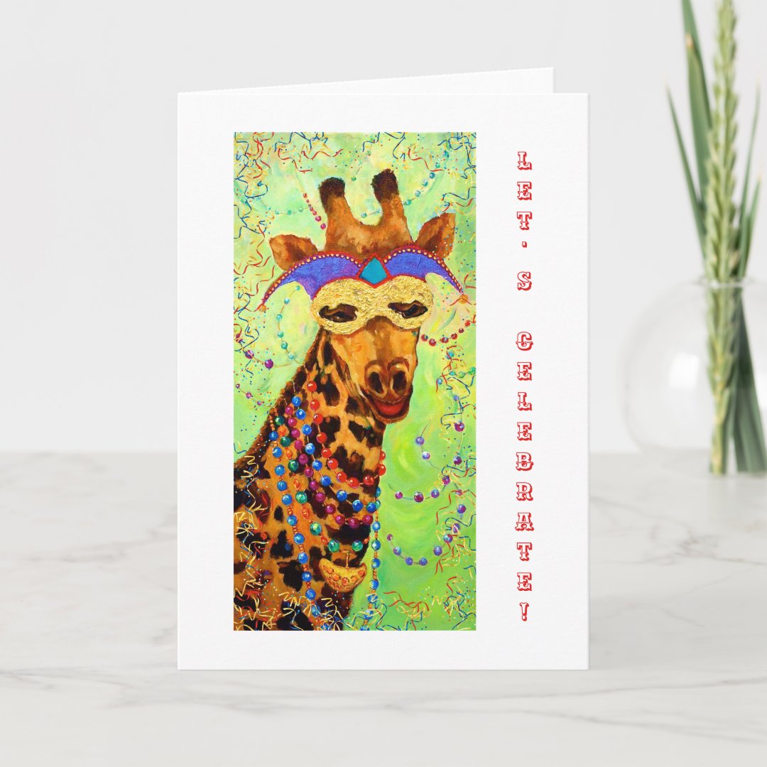 Let's Celebrate Giraffe Greeting Card | Zazzle