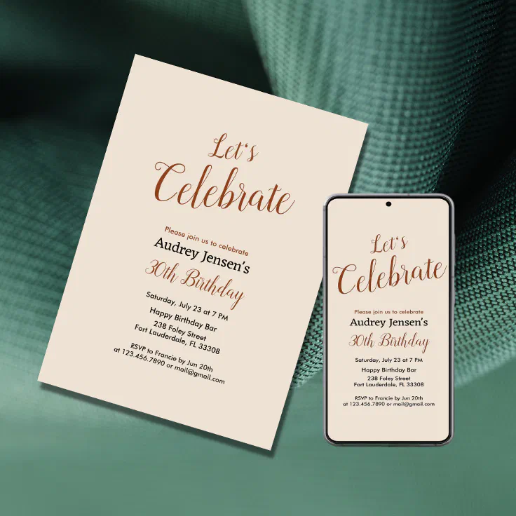 Let's Celebrate Modern Birthday Invitation | Zazzle
