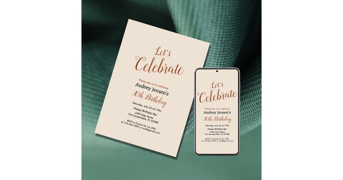 Let's Celebrate Modern Birthday Invitation | Zazzle