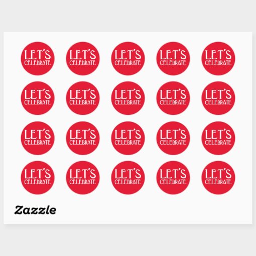 Let's Celebrate Red Art Deco Birthday Classic Round Sticker | Zazzle