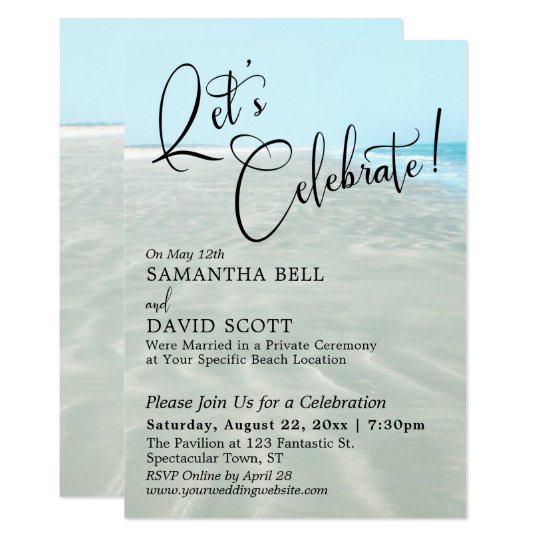 Let's Celebrate Rippled Sand Aqua Water Reception Invitation | Zazzle.com