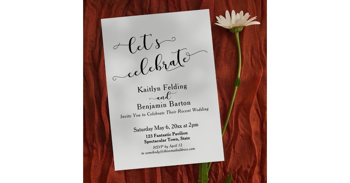 Let's Celebrate Script Post-Wedding Celebration Invitation | Zazzle