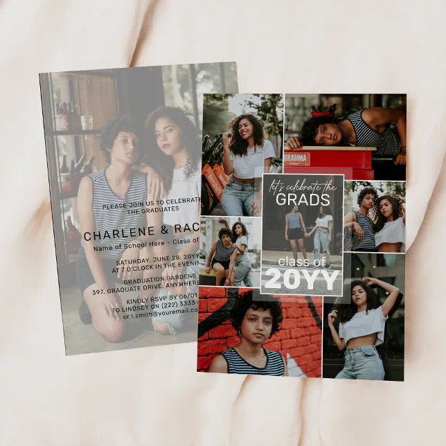 Lets Celebrate the Grads! Photo Collage Graduation Invitation | Zazzle