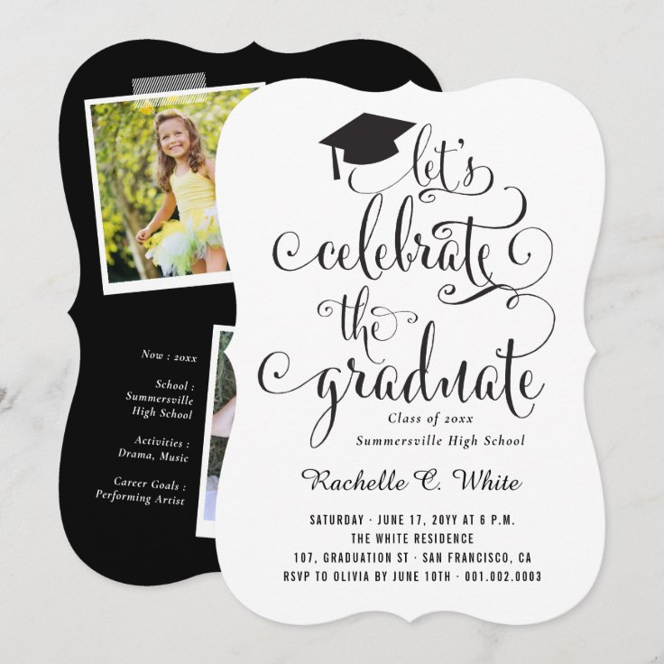 Let's Celebrate The Graduate Classic Grad Party Invitation | Zazzle