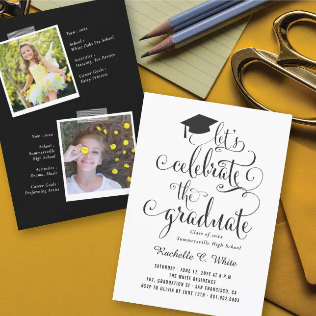 Let's Celebrate The Graduate Classic Grad Party Invitation | Zazzle