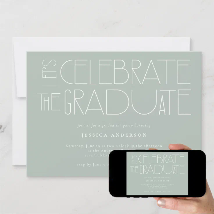 Let's celebrate the Graduate Mint Green Graduation Invitation | Zazzle