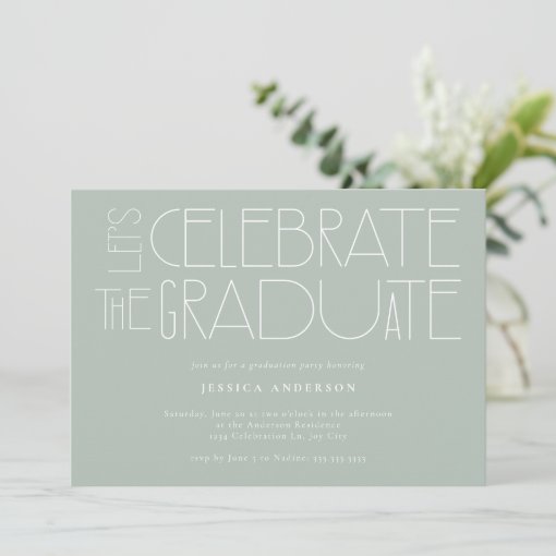 Let's celebrate the Graduate Mint Green Graduation Invitation | Zazzle