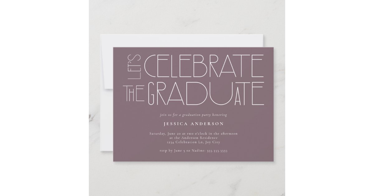 Let's celebrate the Graduate Purple Graduation Invitation | Zazzle