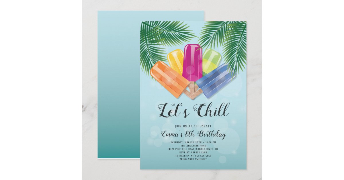 Let's Chill Birthday Popsicle Invitation | Zazzle