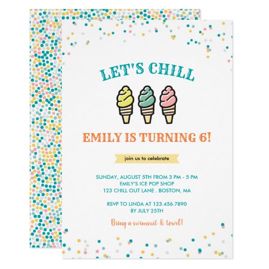 Lets Chill Ice cream Birthday Party Invitation | Zazzle.com