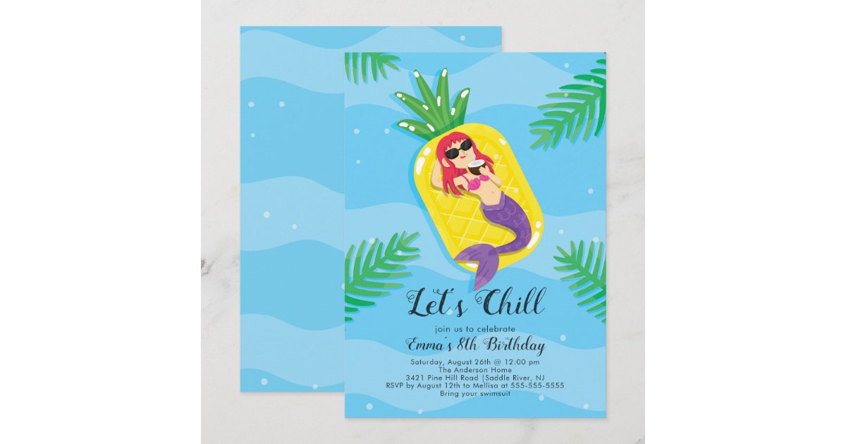 Let's Chill Mermaid Birthday Invitation | Zazzle