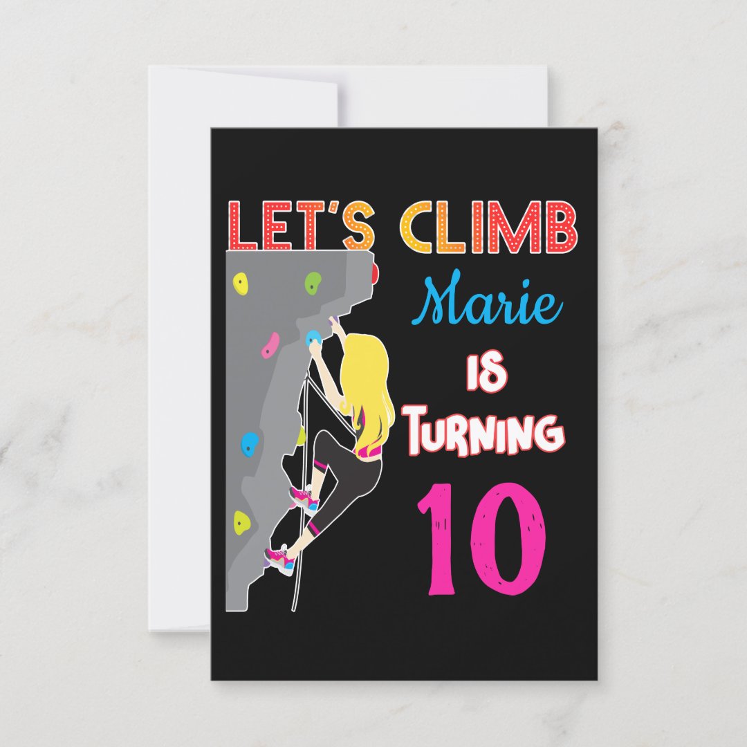 Let's Climb Climber Girl Colorful Birthday Party Invitation | Zazzle