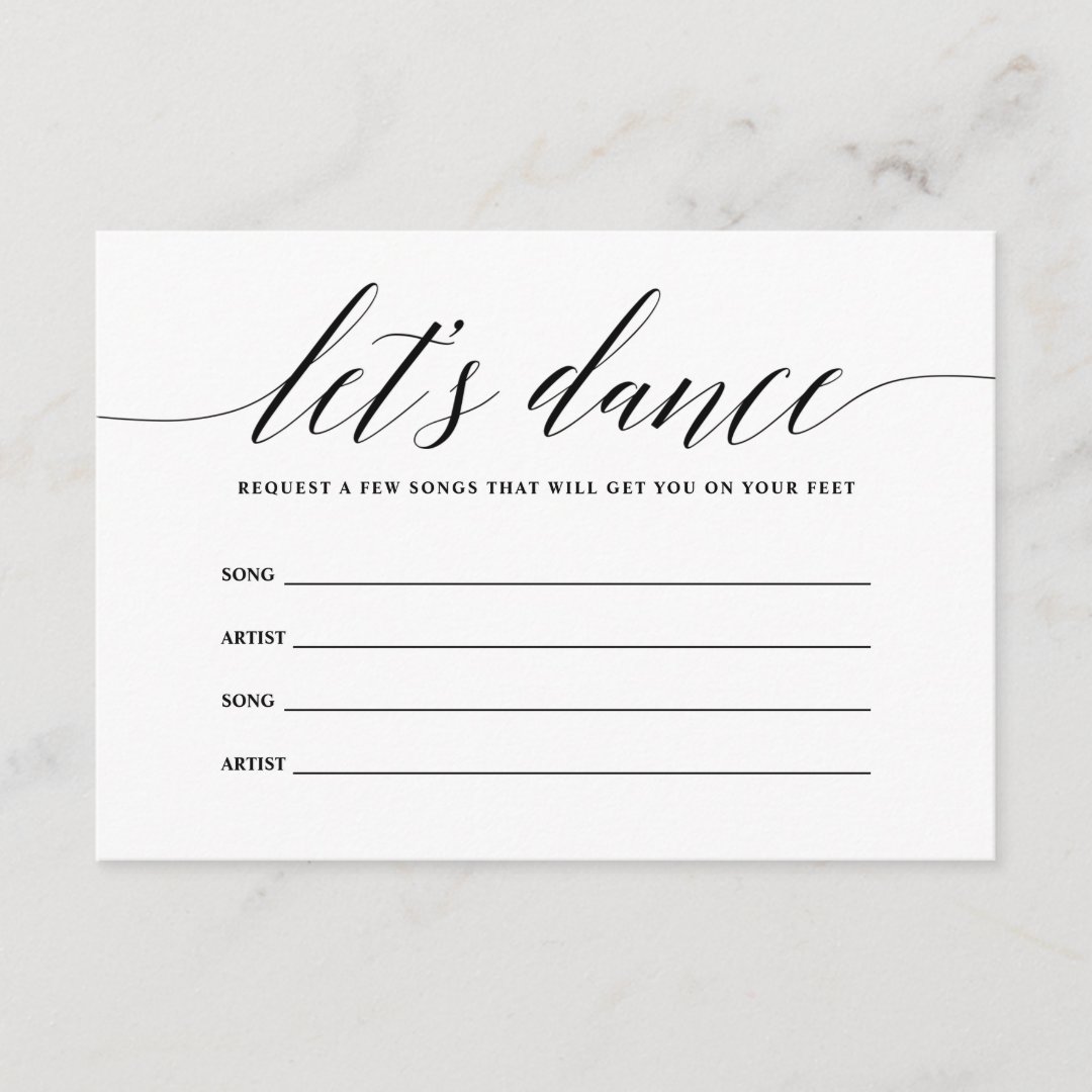 Let's Dance Song Request Card | Zazzle