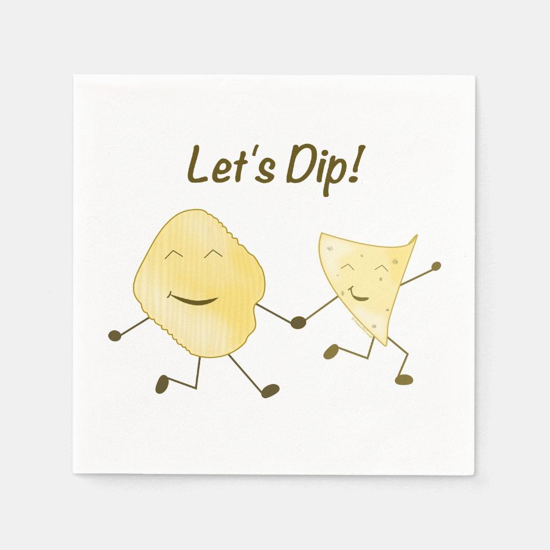 Let's Dip! (Cartoon Potato & Tortilla Chip) Napkins | Zazzle