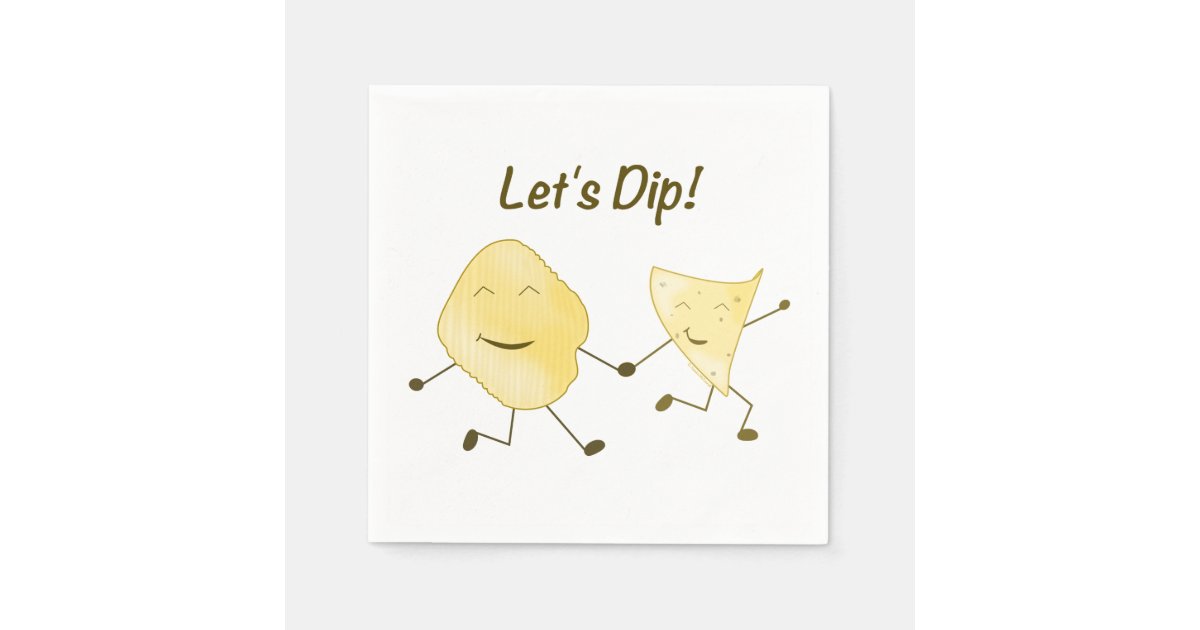 Let's Dip! (Cartoon Potato & Tortilla Chip) Napkins | Zazzle
