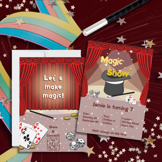Let's Do Magic Kids 7th Birthday Party Invitation | Zazzle