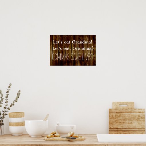 Let's Eat Grandma Funny English Grammar Classroom Poster | Zazzle