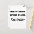 Let's Eat Grandma Punctuation Saves Lives Postcard | Zazzle