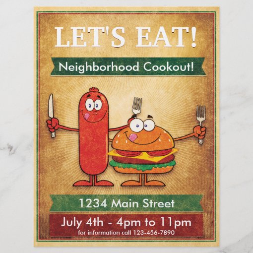 Let's Eat! Neighborhood Cookout Flyer | Zazzle