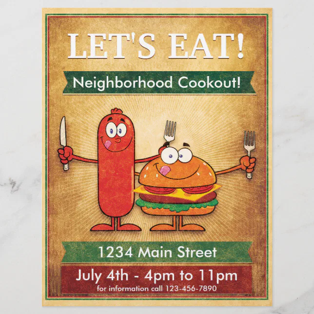 Let's Eat! Neighborhood Cookout Flyer | Zazzle