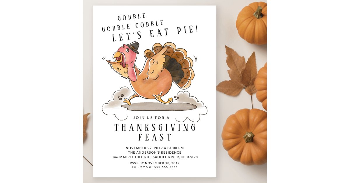 Let's Eat Pie Thanksgiving Invitation | Zazzle