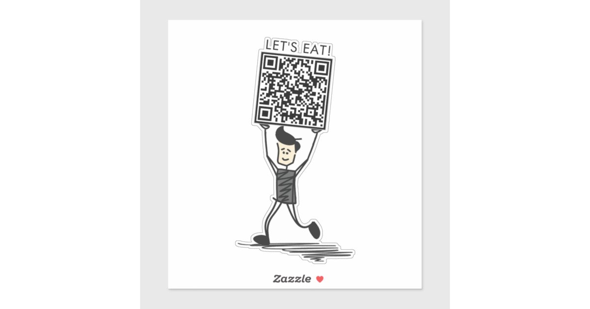 Let's Eat QR Code Vinyl Sticker | Zazzle