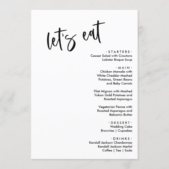 Let's Eat Wedding Menus | Zazzle.com