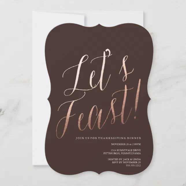 LET'S FEAST thanksgiving dinner invitation | Zazzle