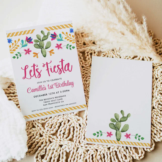Let's Fiesta Girl Birthday Invitation | Zazzle