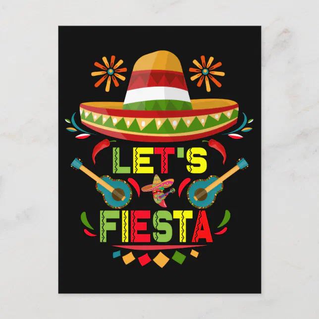 Let's Fiesta Sombrero Happy Cinco De Mayo Party Postcard | Zazzle