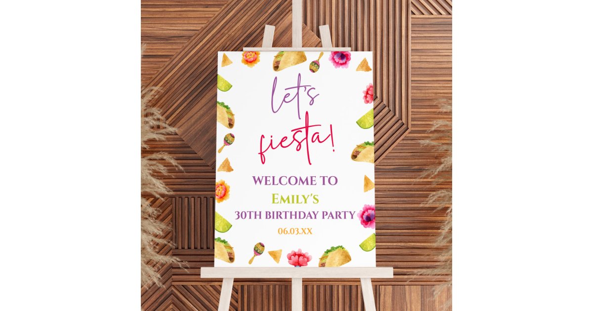 Let's Fiesta Taco Birthday Party Welcome Sign | Zazzle