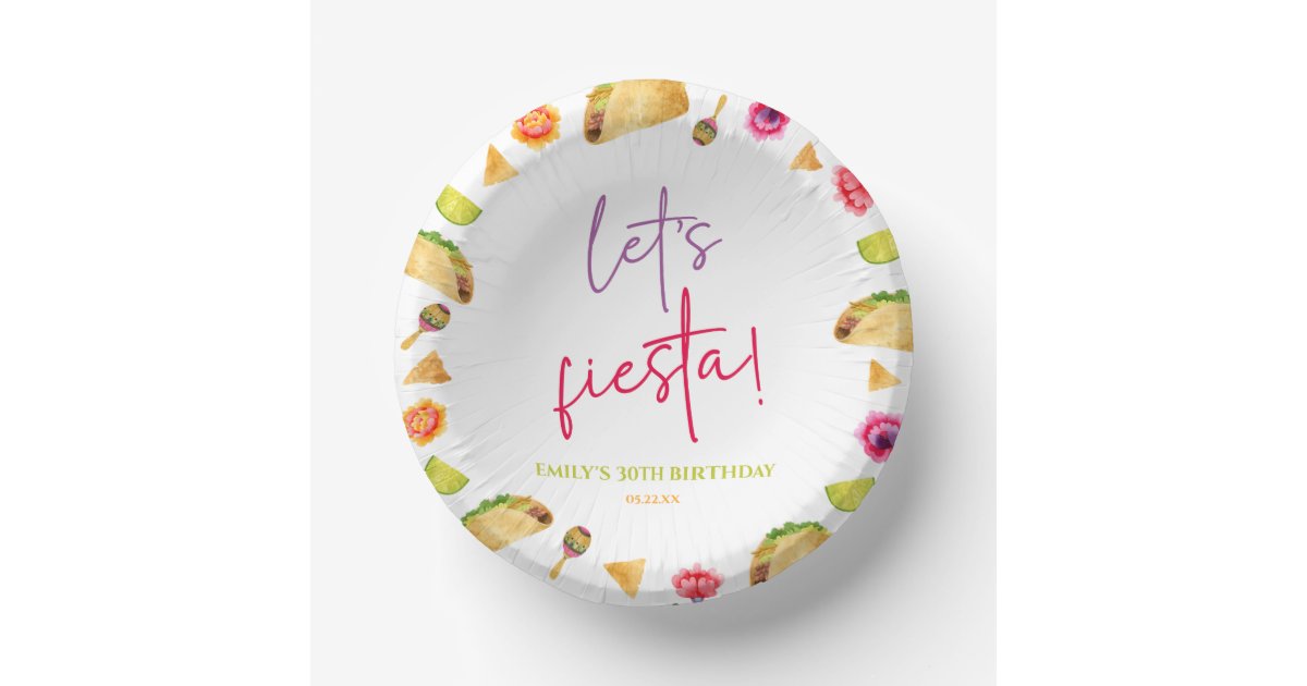 Let's Fiesta Taco Mexican Fiesta Birthday Party Paper Bowls | Zazzle