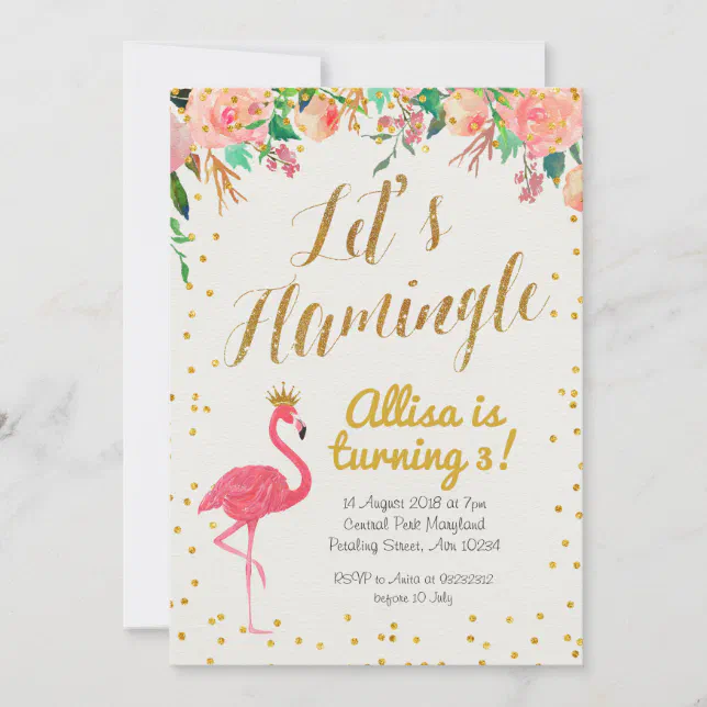 Let's Flamingle Birthday Invitation | Zazzle
