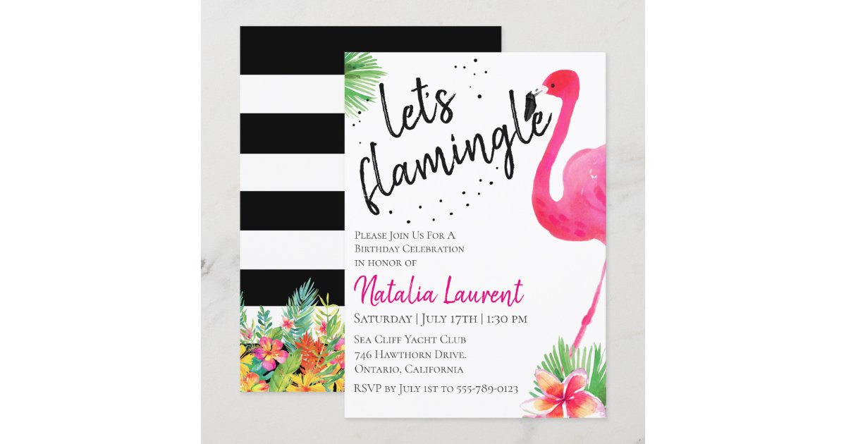 Let's Flamingle Birthday Party Invitation | Zazzle